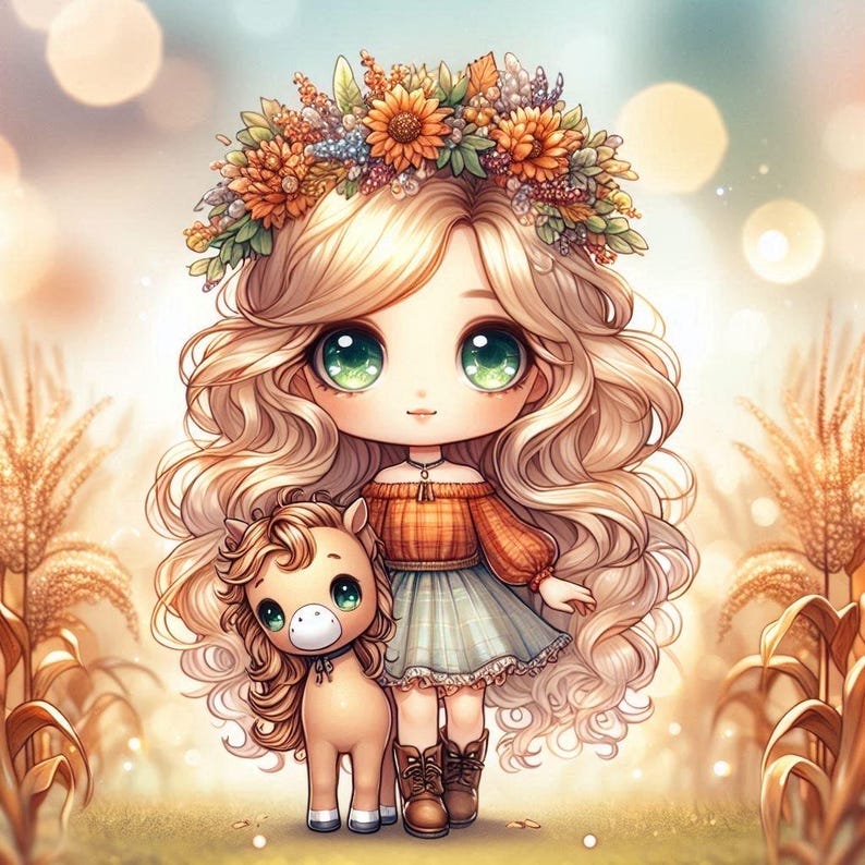 Digital - Cute Fall Girls| Soft Watercolor Digital Images for ...