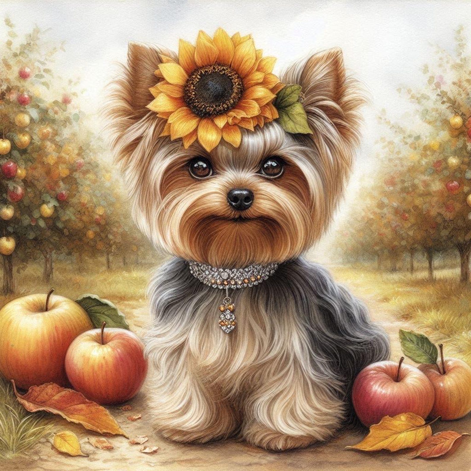 Digital - Crafting With Yorkies | Fall Watercolor Yorkshire Terriers ...