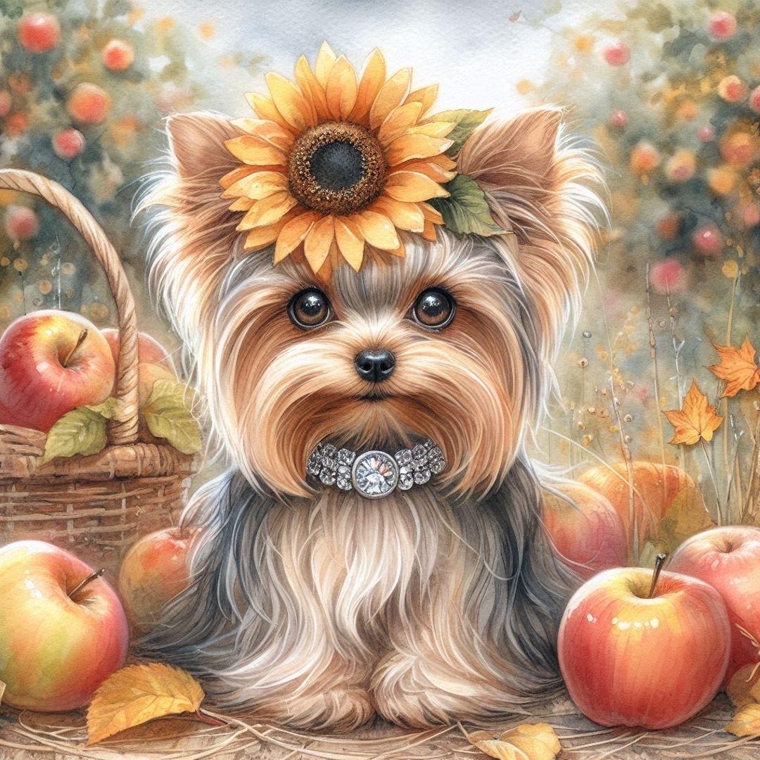 Digital - Crafting With Yorkies | Fall Watercolor Yorkshire Terriers ...