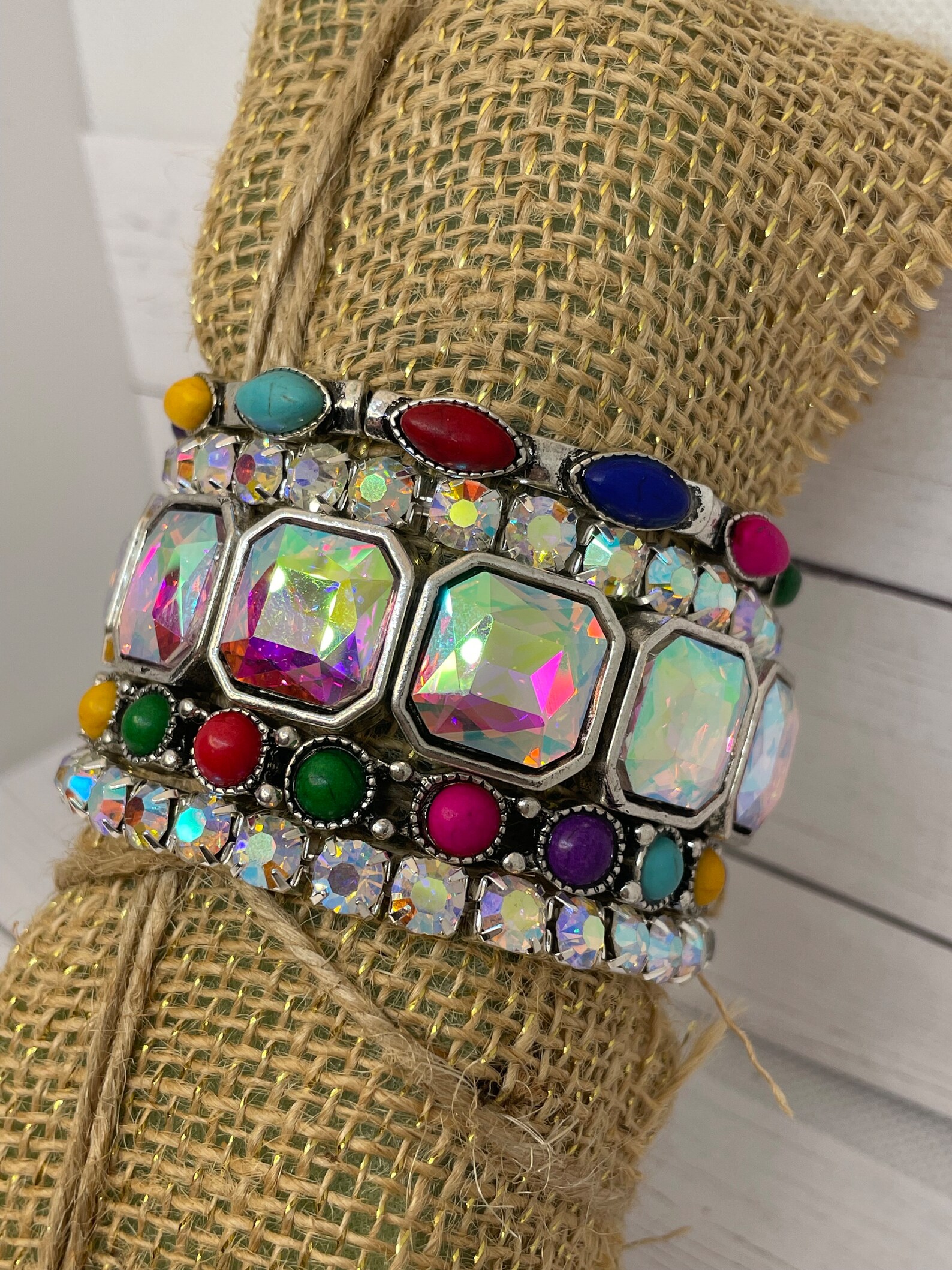 Stackable Bracelet Set: Rainbow Crystals & Howlite Gemstones - Etsy