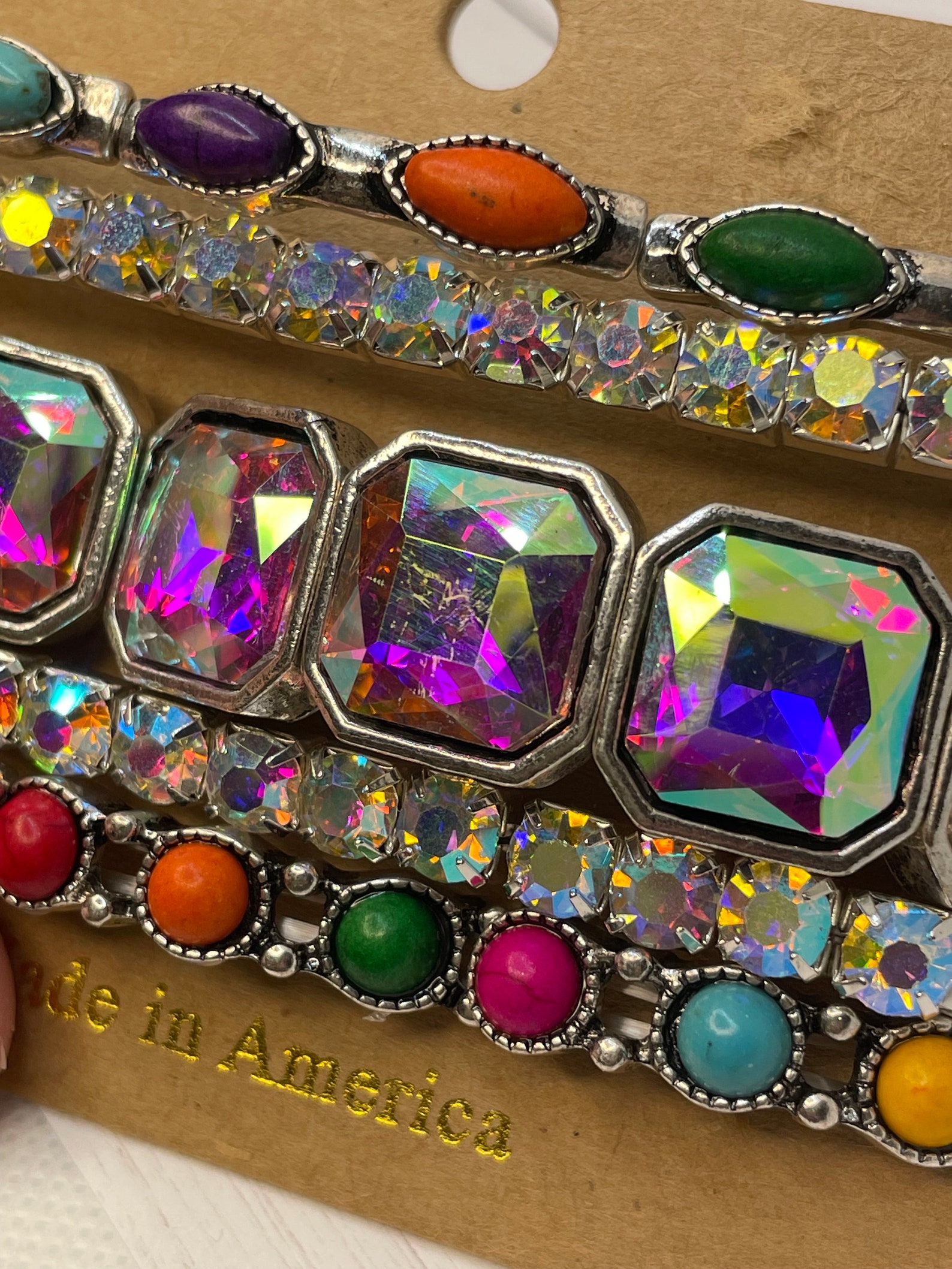 Stackable Bracelet Set: Rainbow Crystals & Howlite Gemstones - Etsy