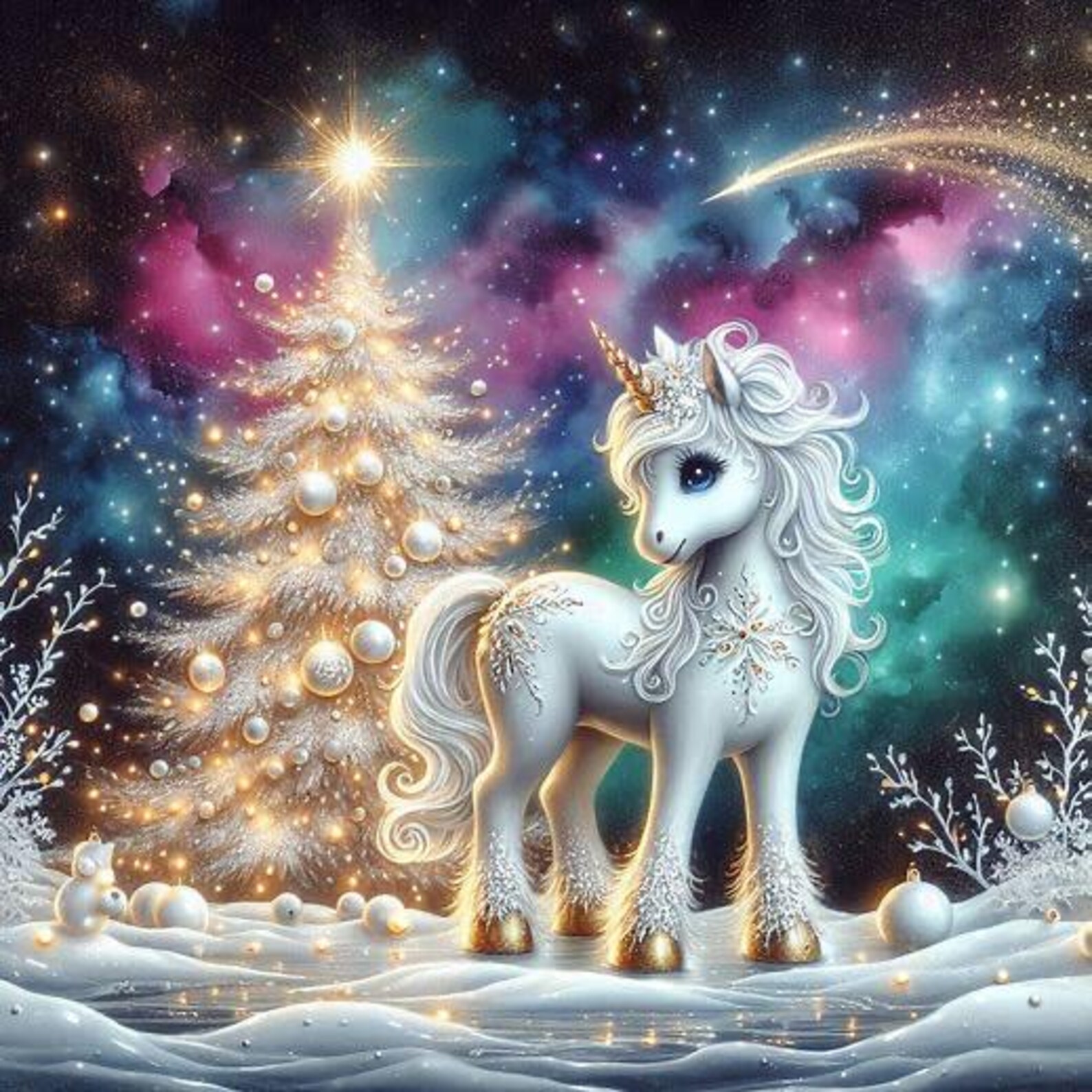 Digital - Beautiful Winter Unicorns| Colorful Ink Unicorn Digital ...