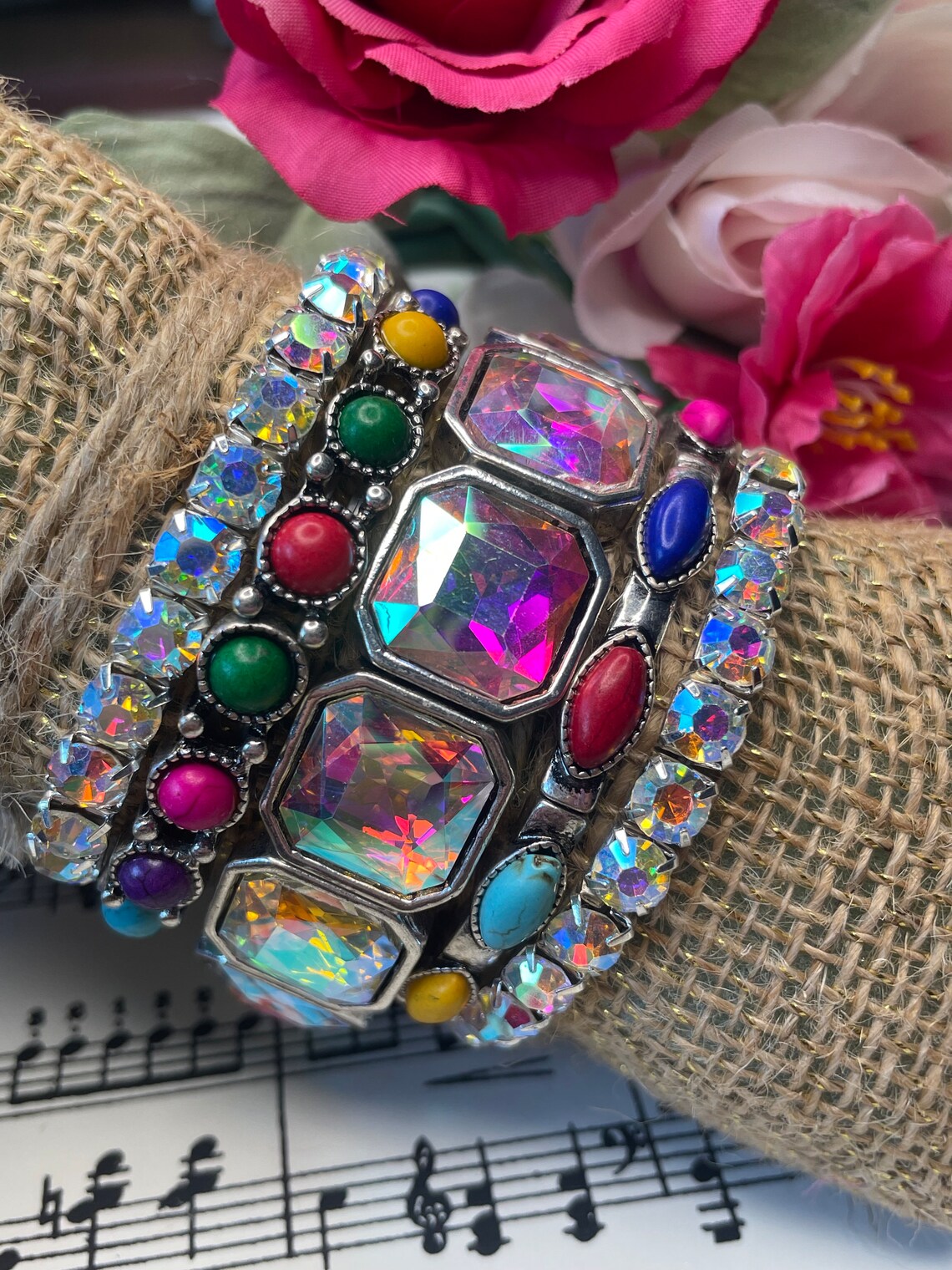 Stackable Bracelet Set: Rainbow Crystals & Howlite Gemstones - Etsy