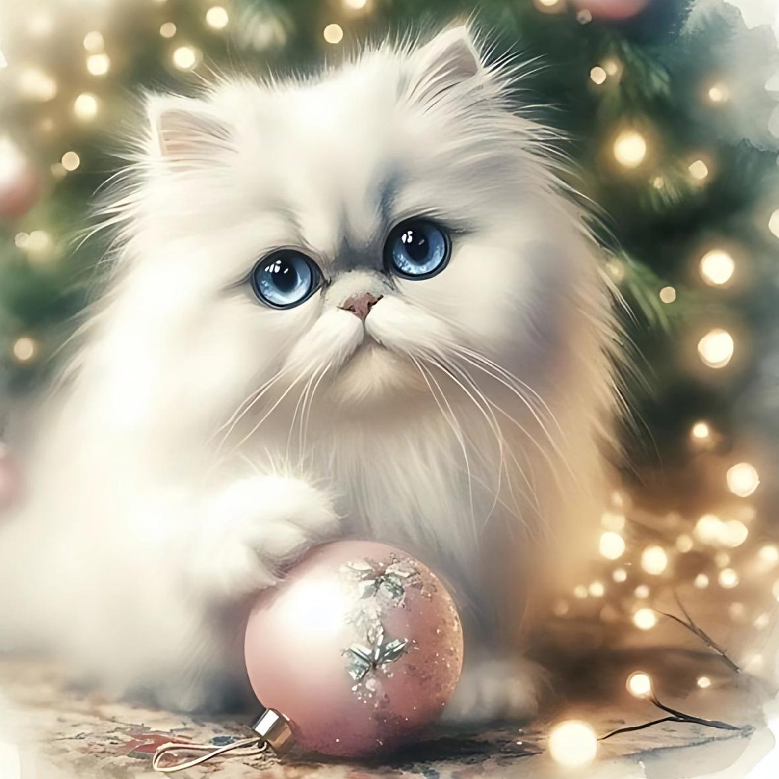 Digital - Crafting With Cats, Christmas Tree, Ornaments and White ...