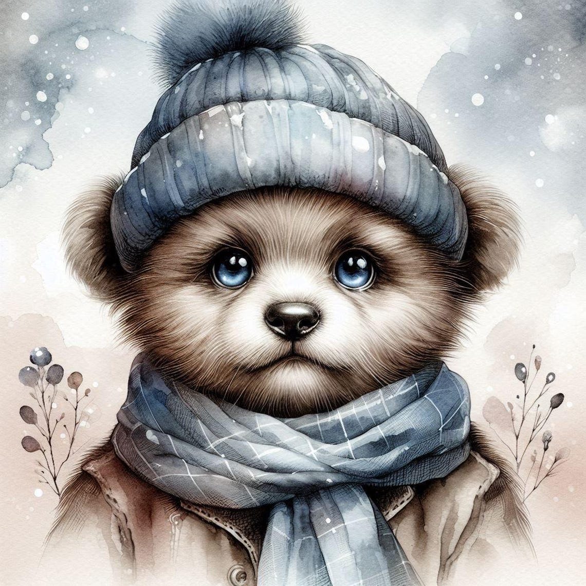 Digital - Handsome Bear Wearing His Favorite Winter Hat. Digital Image ...