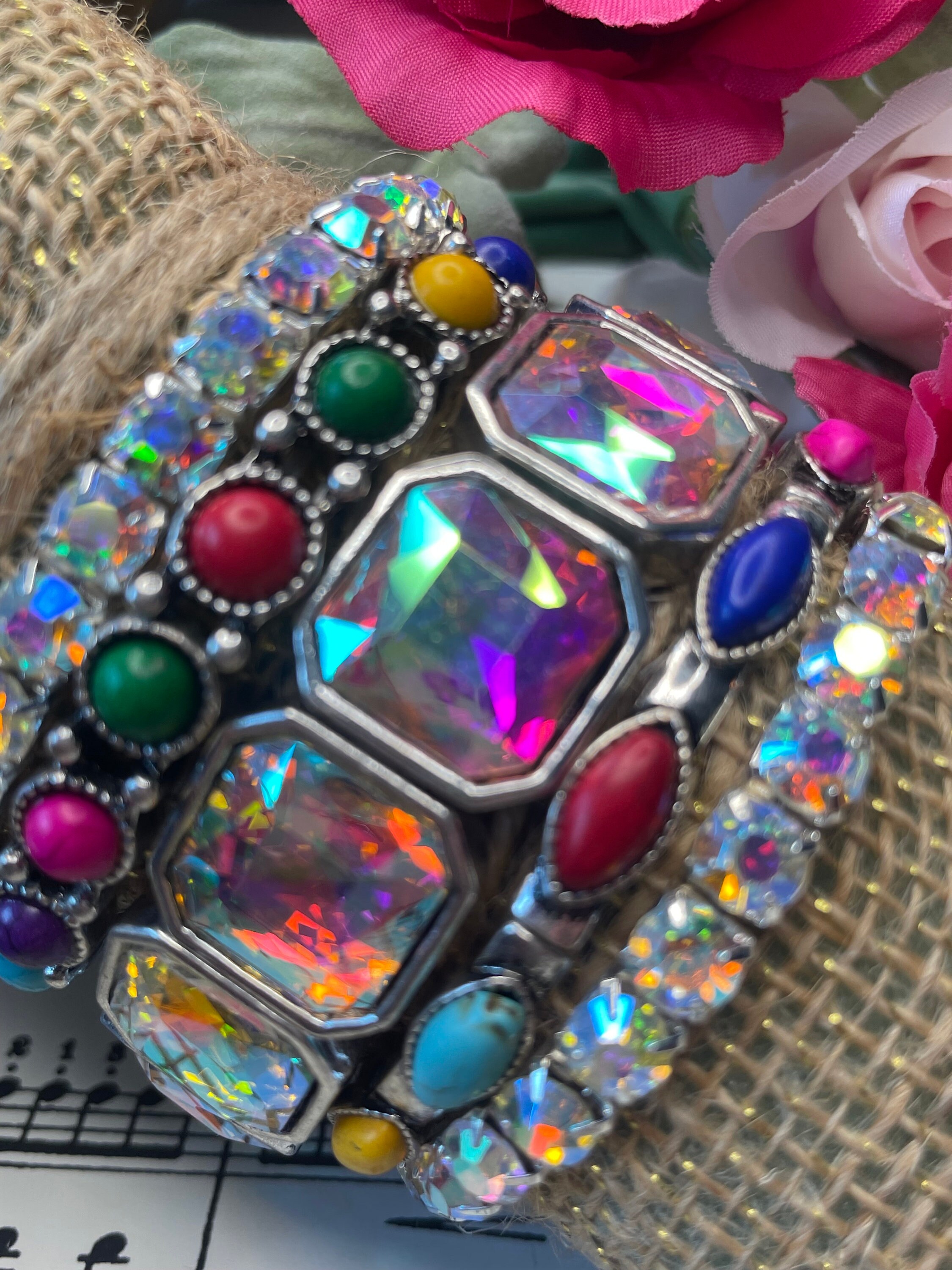 Stackable Bracelet Set: Rainbow Crystals & Howlite Gemstones - Etsy