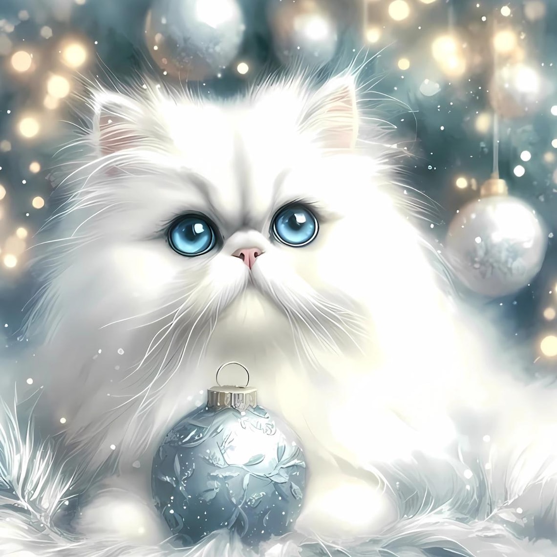 Digital - Crafting With Cats, Christmas Tree, Ornaments and White ...