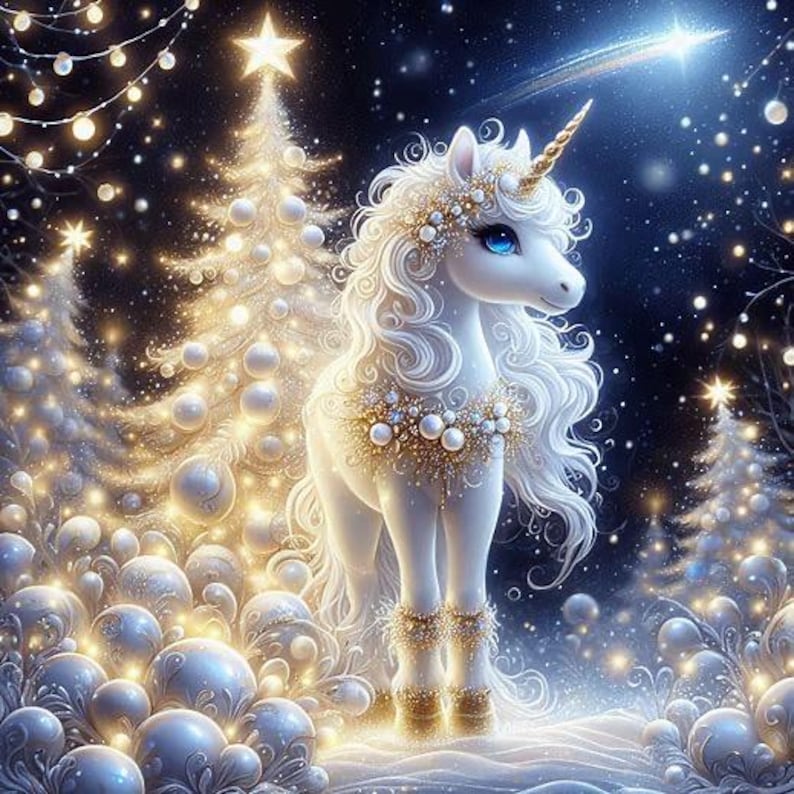 Digital - Beautiful Winter Unicorns| Colorful Ink Unicorn Digital ...