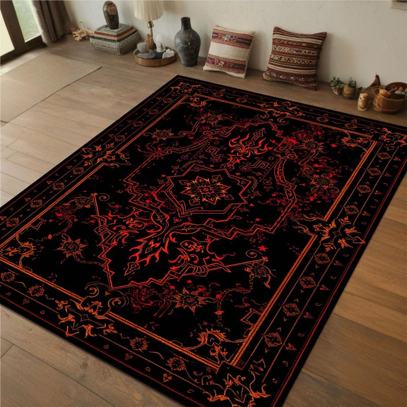 Gothic Rug Red and Black - Etsy UK