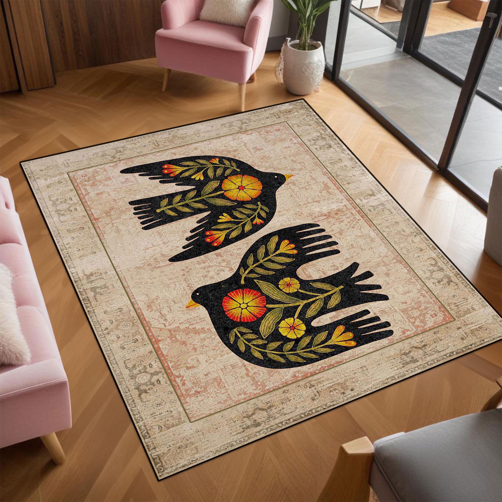 Bird Rugs, Birds Theme Rug, Entryway Rug Washable Non Slip Rug, Bird ...
