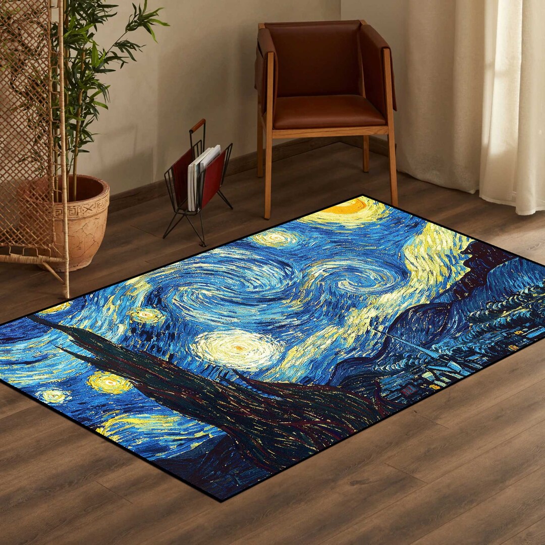 Starry Night Van Gogh Oil Painting,vincent Van Gogh Rug,skid Carpets ...