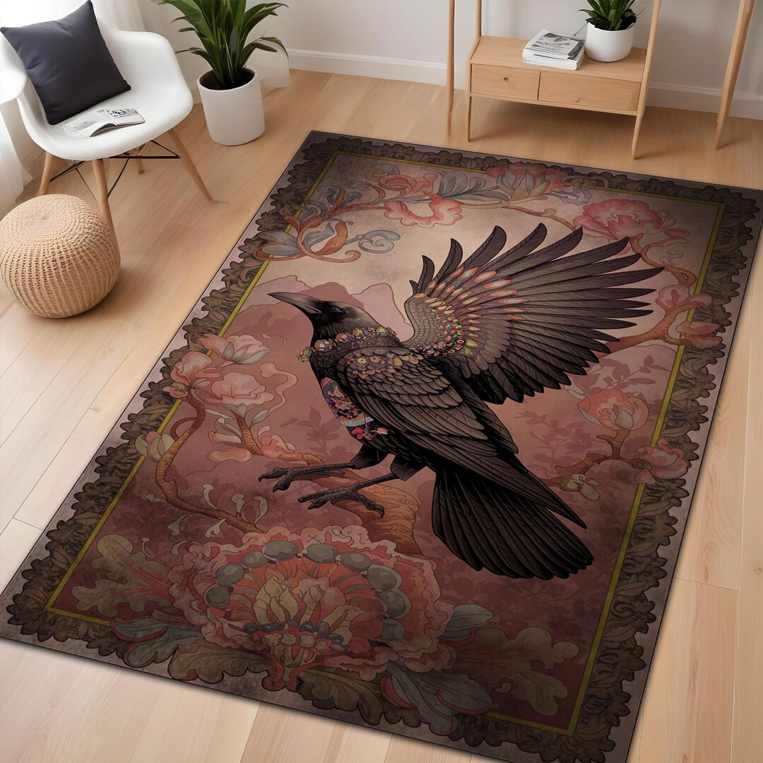 Crow Rug, Raven Rug for Goth Room Decor,dark Academia Home Decor ...