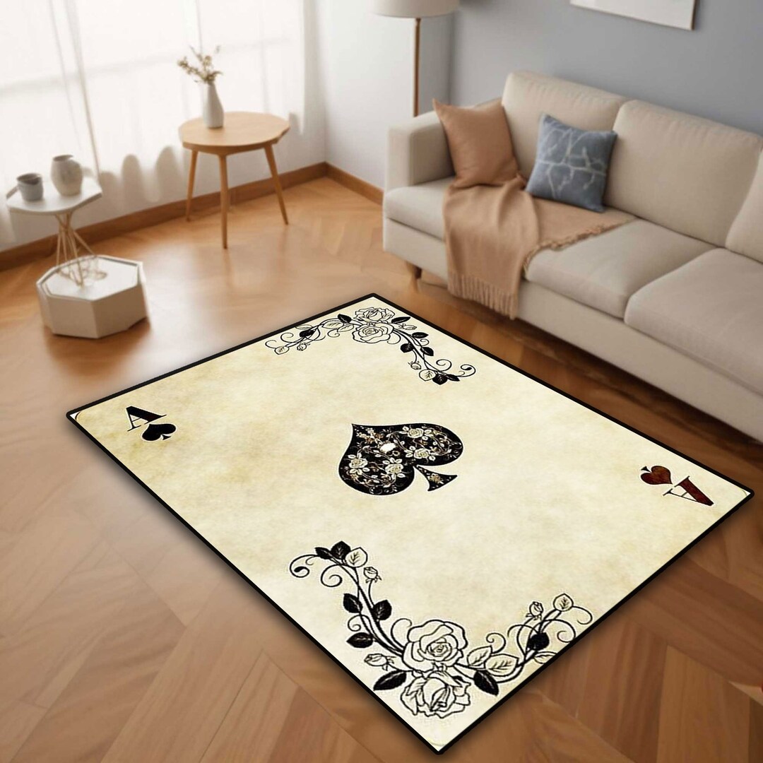 Playing Cards Rug, Playing Symbols Area Rug, Poker Player Room Design ...