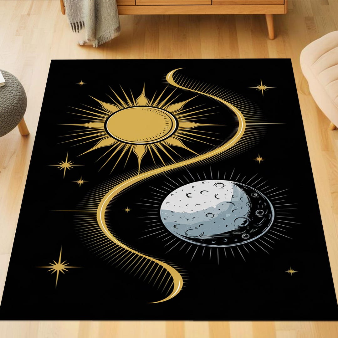 Moon Night Yin-yang Rug, Yin and Yang Design Rug, Japanese Art Carpet ...