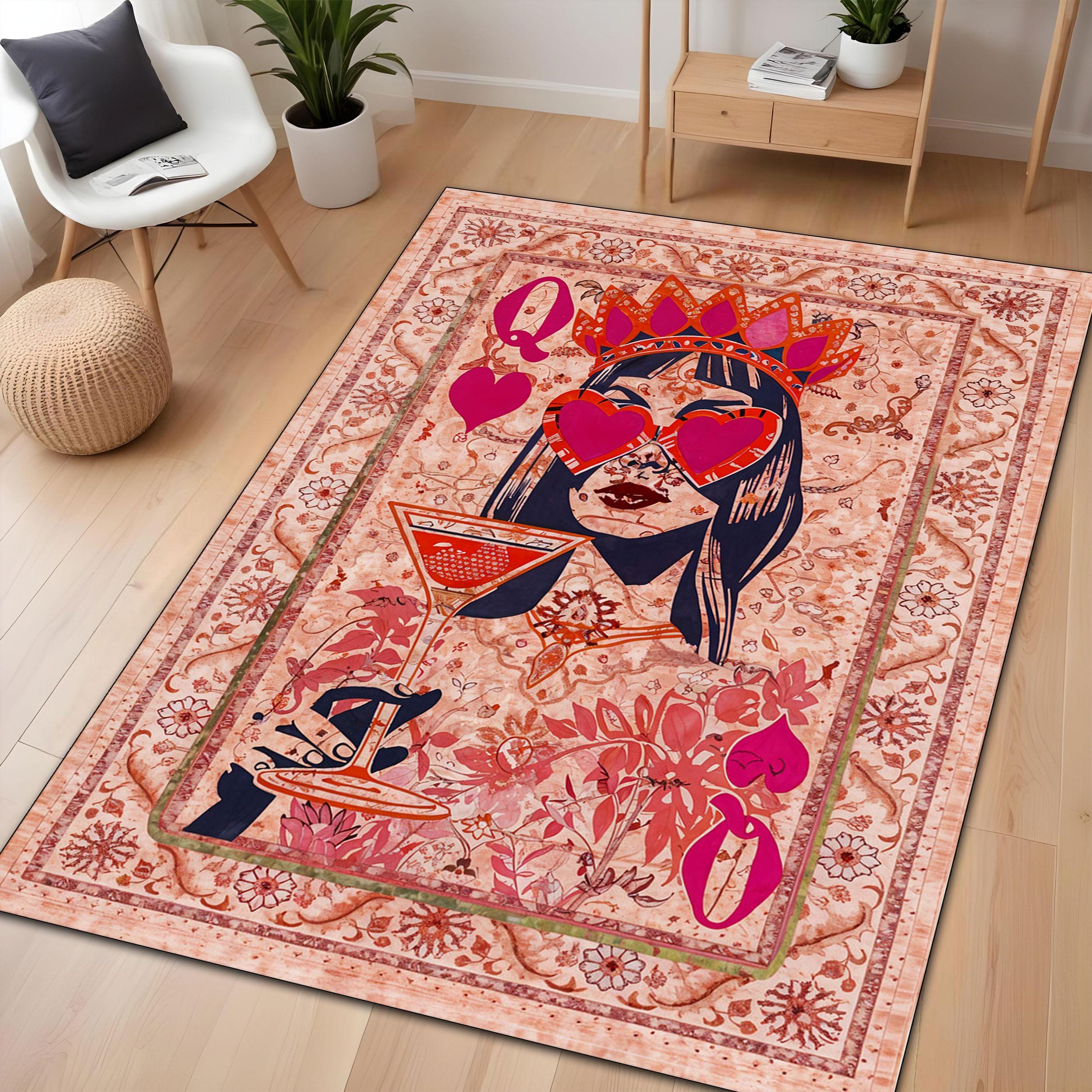 Queen Rug, Playing Card Rug, Card Rug, Queen of Hearts Playing Card Rug ...