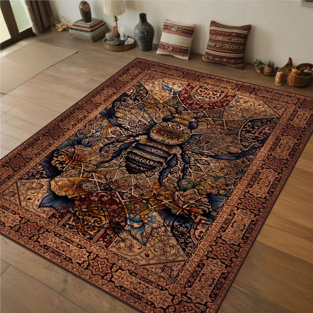 Bee Pattern Rug, Art Deco Bee Design, Maximalist Aesthetic, Persian ...