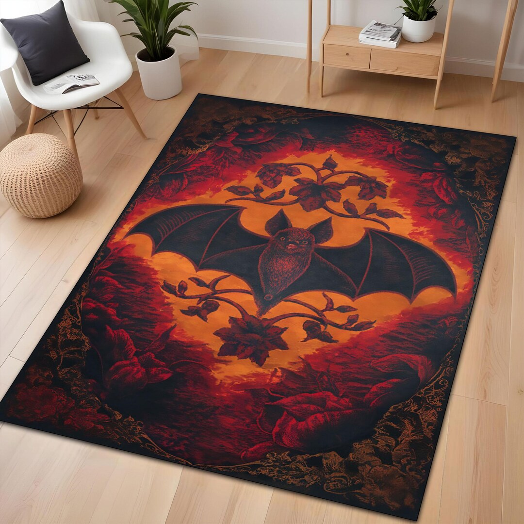 Bat Rug, Raven Rug for Goth Room Decor, Dark Academia Home Decor ...