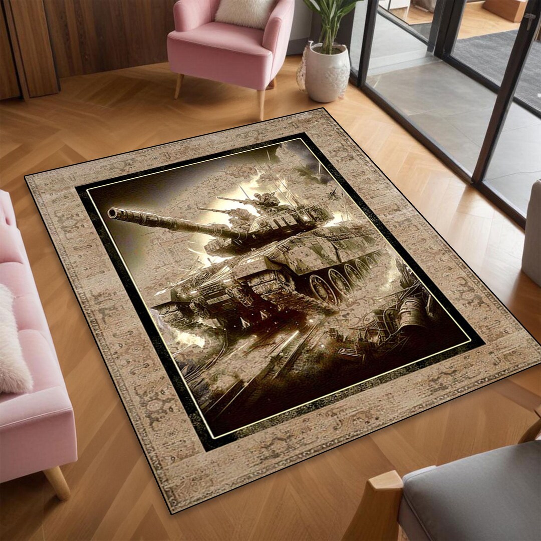 Tank Rug, Warrior Tank, Combat Vehicle Rug, War Ball Rug, Dark Gamer ...