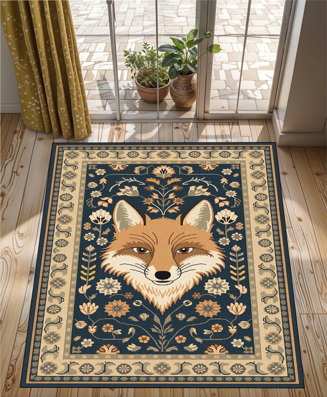 Fox Rug, Fox Pattern Rugs, Fox Designs, Fox Art Rug, Fox Decor Rug ...