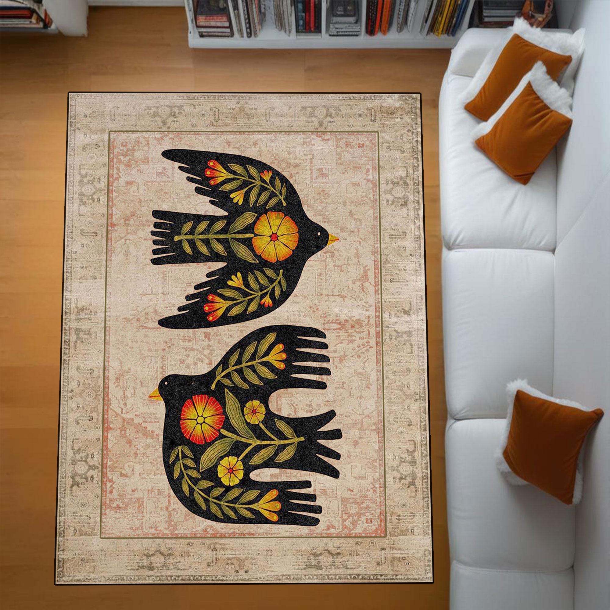 Bird Rugs, Birds Theme Rug, Entryway Rug Washable Non Slip Rug, Bird ...