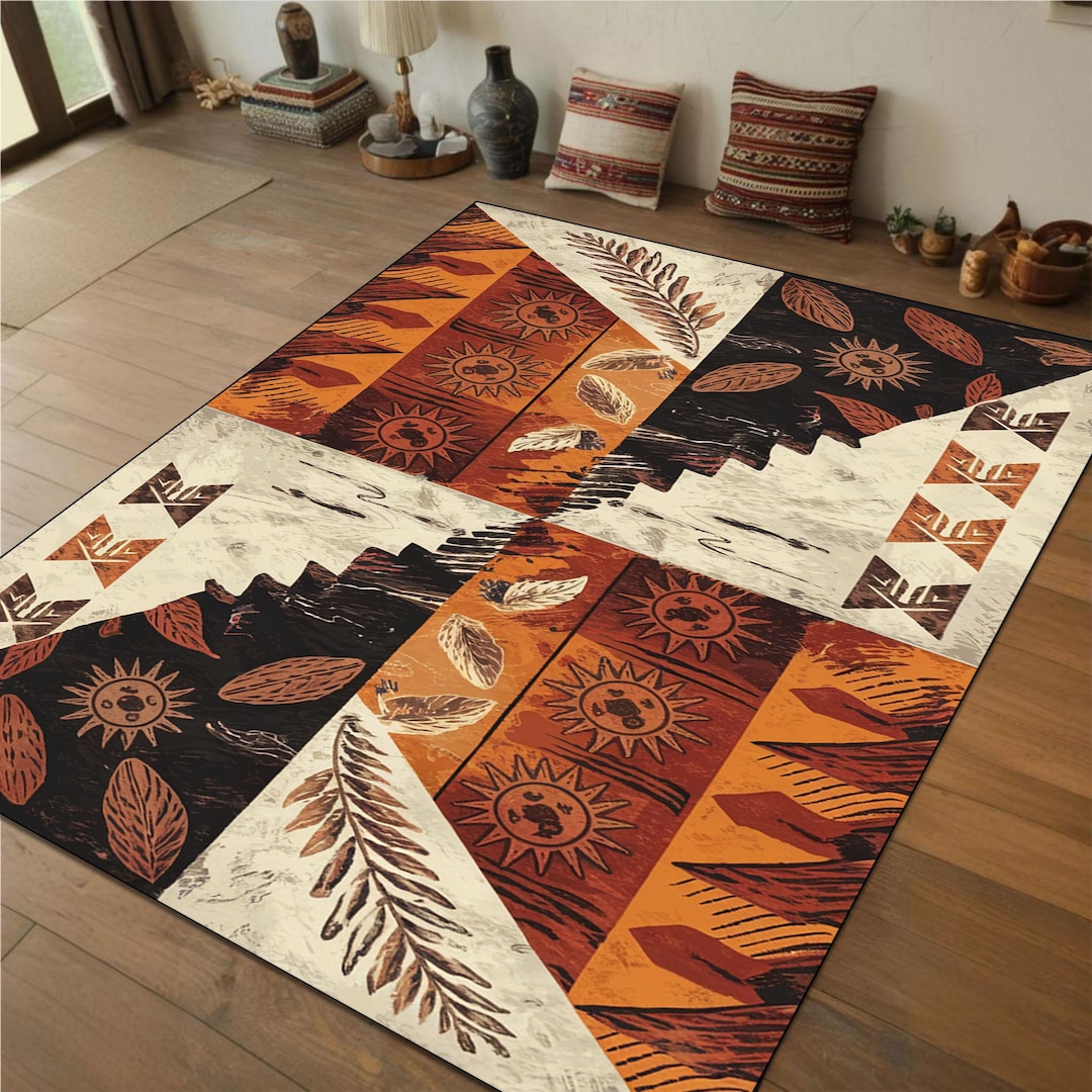 Ethnic Pattern Rug, Tribal Geometric Rug, African Giraffe Decor ...