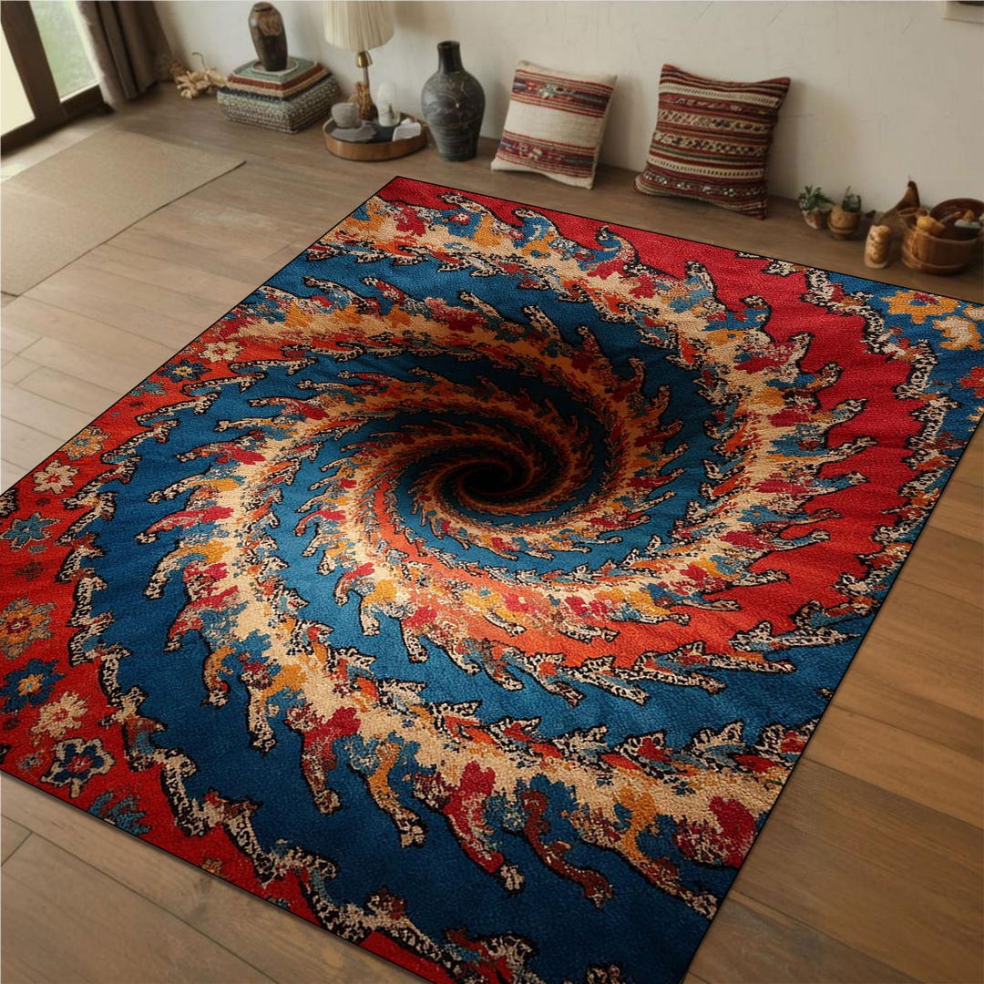 Hypnotic Vortex Pattern Rug, Optical Illusion Rug, Mesmerizing Optical ...