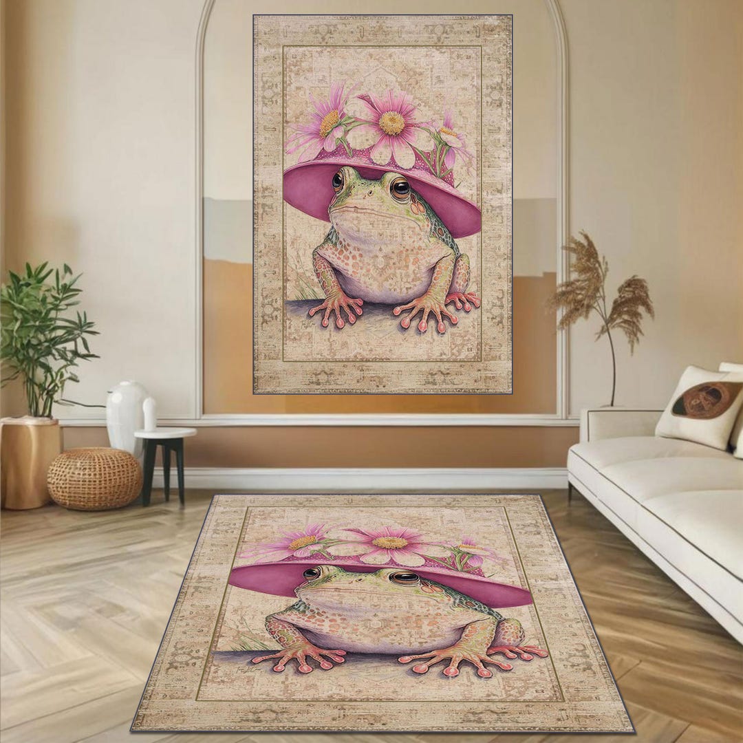 Royal Frog Rug, Frog Rug, Animal Rug, Cute Rug, Frog Art, Frog Room ...