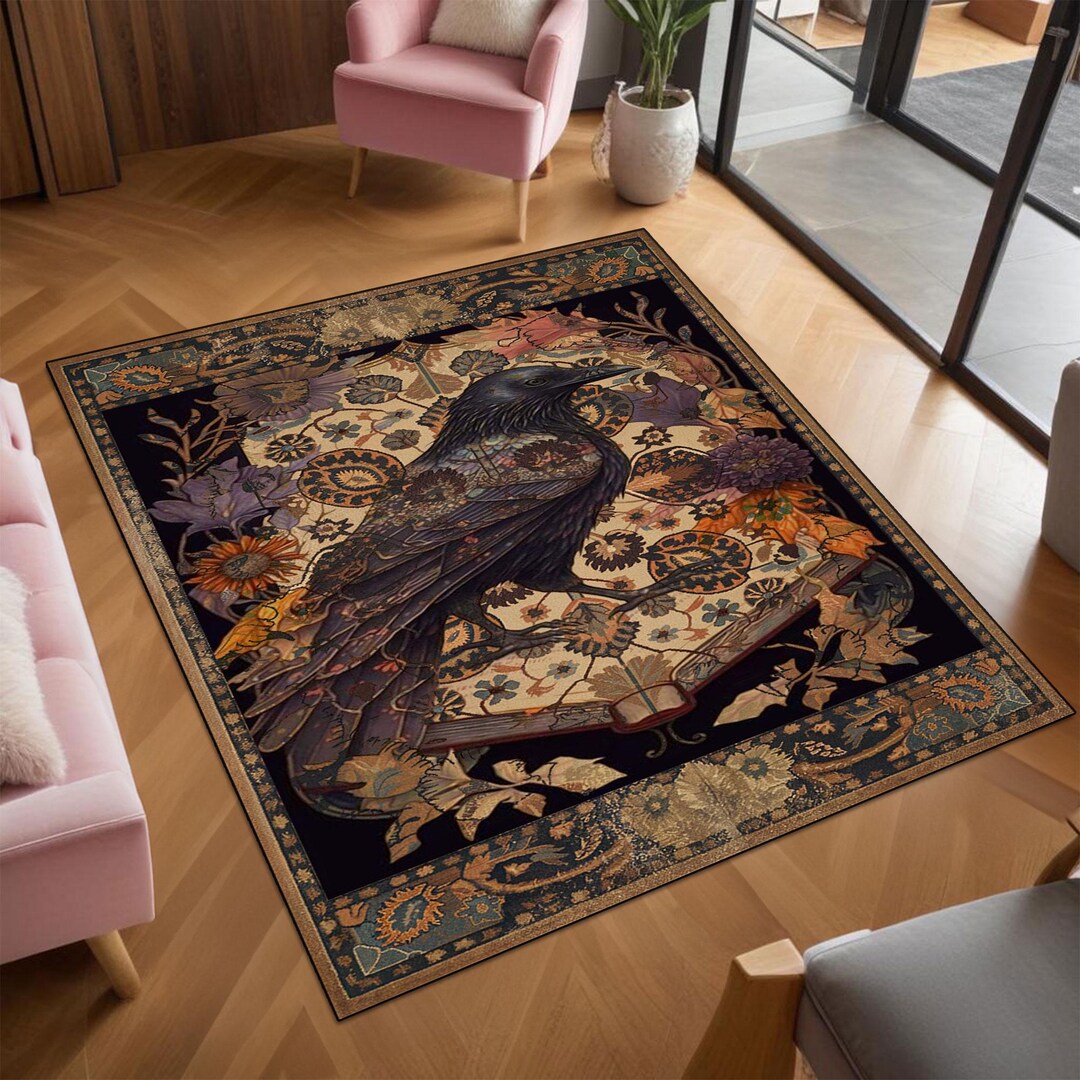 Crow Rugs, Raven Rug for Goth Room Decor, Dark Academia Home Decor ...