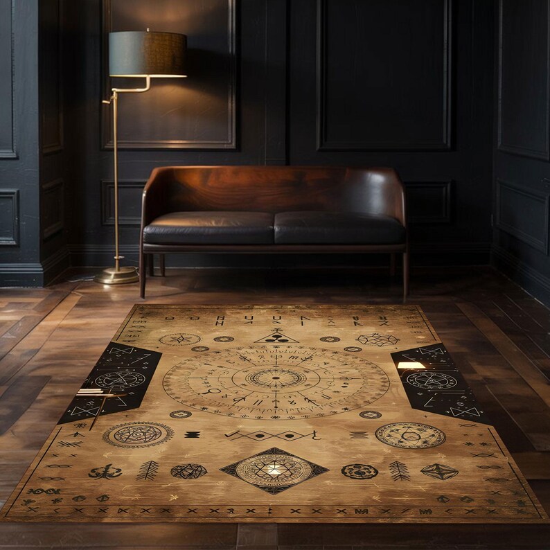 Ancient Spell Circle Rug - Mystic Esoteric Symbols, Occult Design ...