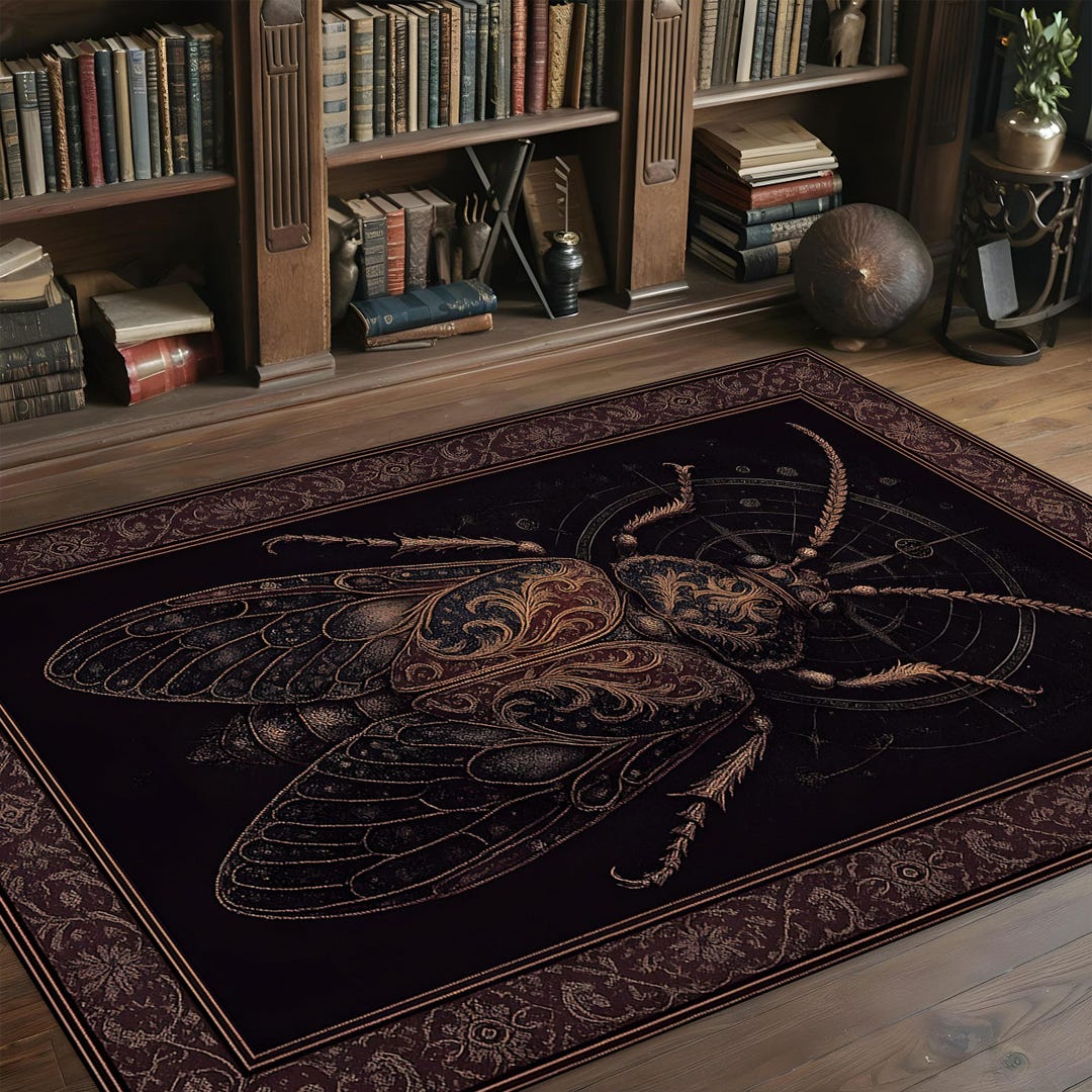 Gothic Dark Black Bug Rug, Baroque Insect Rug, Fly Decor Area Rug ...