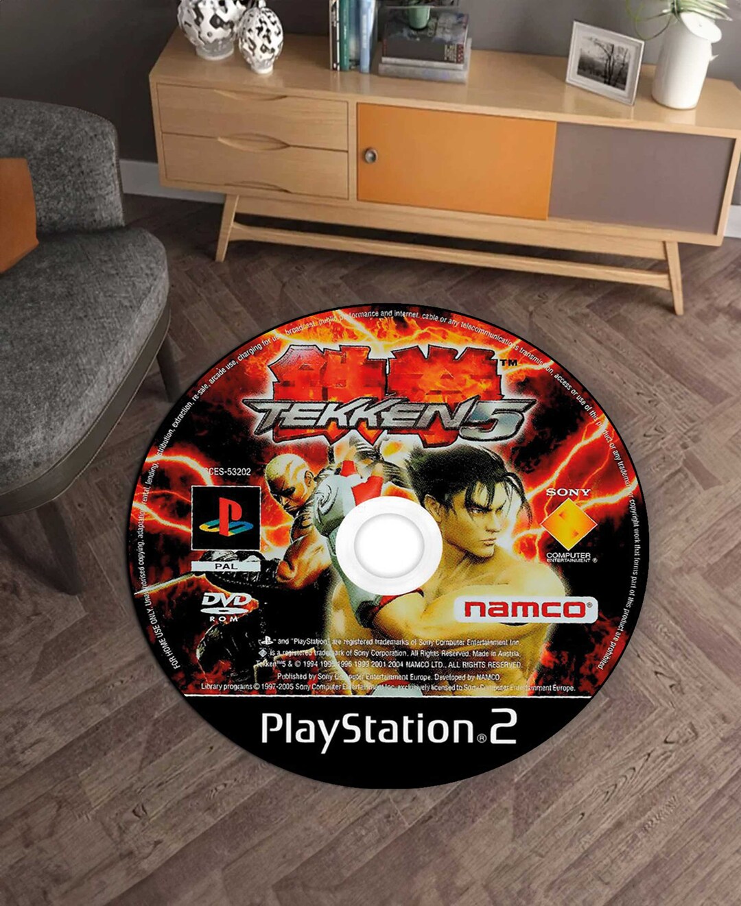 Tekken CD Rug, Tekken Rug, Tekken Patterned Rug, CD Rug, Retro CD Rug ...