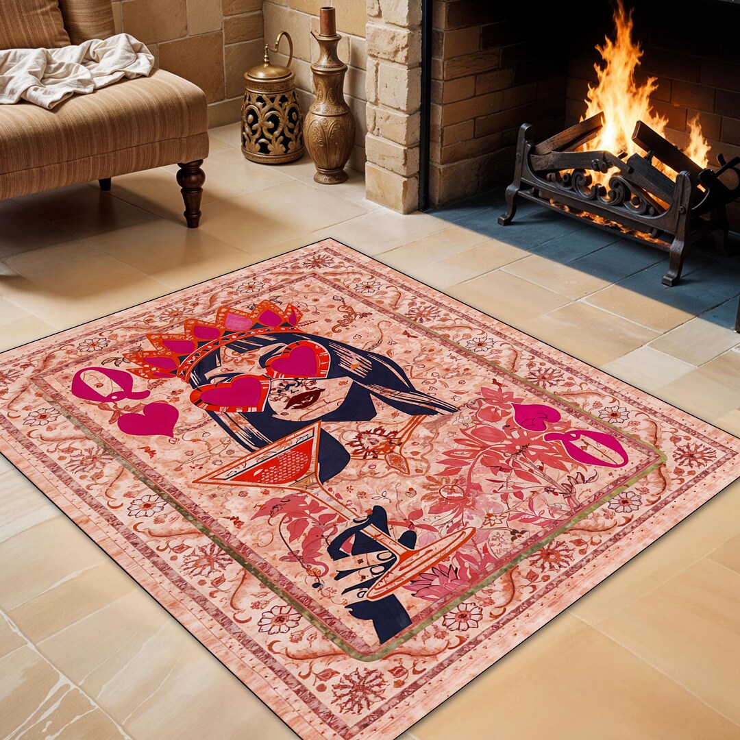 Queen Rug, Playing Card Rug, Card Rug, Queen of Hearts Playing Card Rug ...