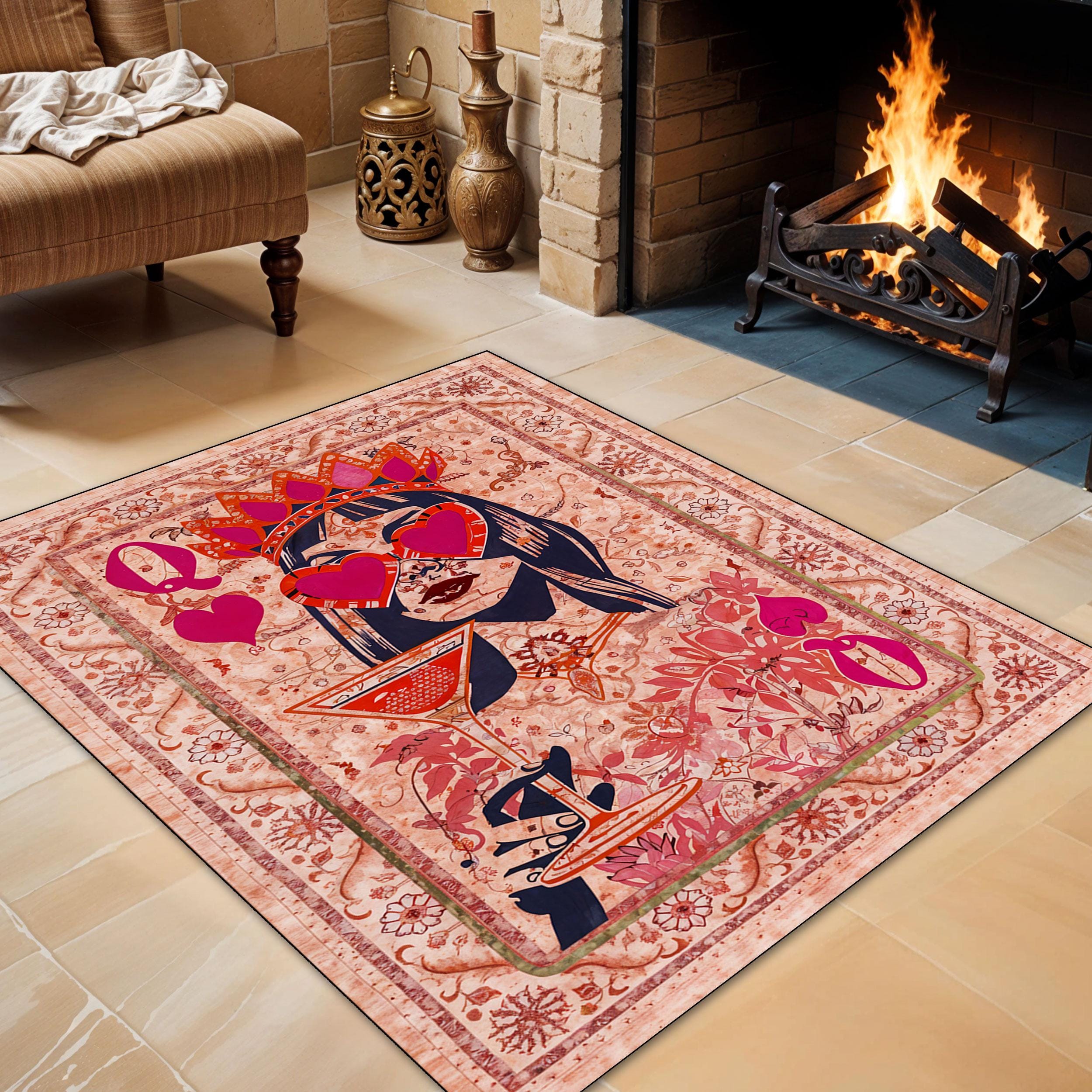 Queen Rug, Playing Card Rug, Card Rug, Queen of Hearts Playing Card Rug ...