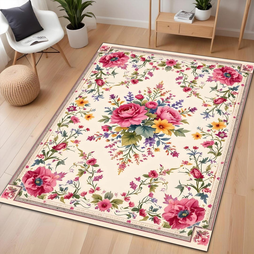 Floral Rug – Rug With Elegant Rose and Colorful Flower Designs ...
