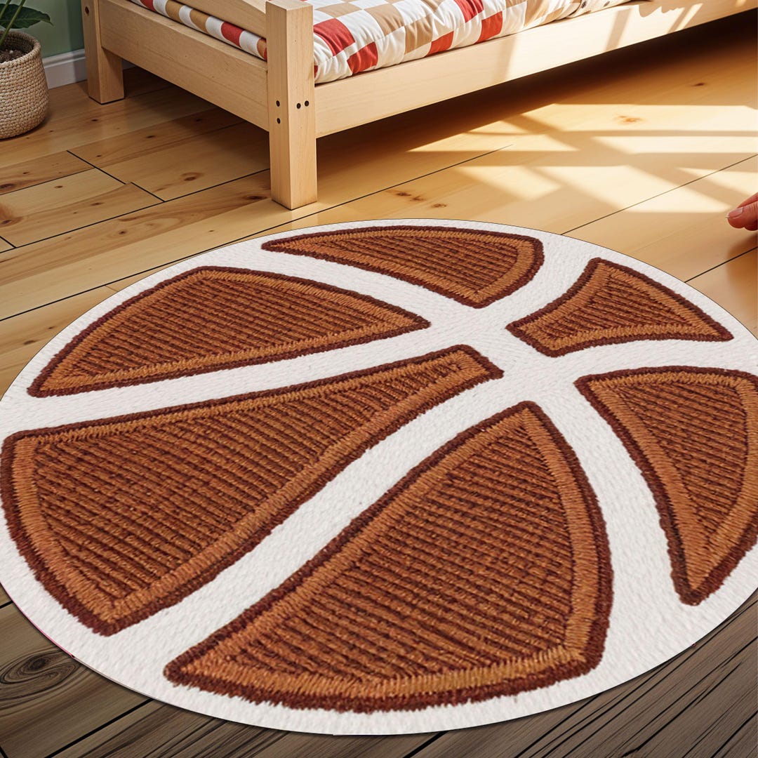 Round Basketball Rug, Unique Sports Themed Rug, Ideal Gift for NBA Fans ...