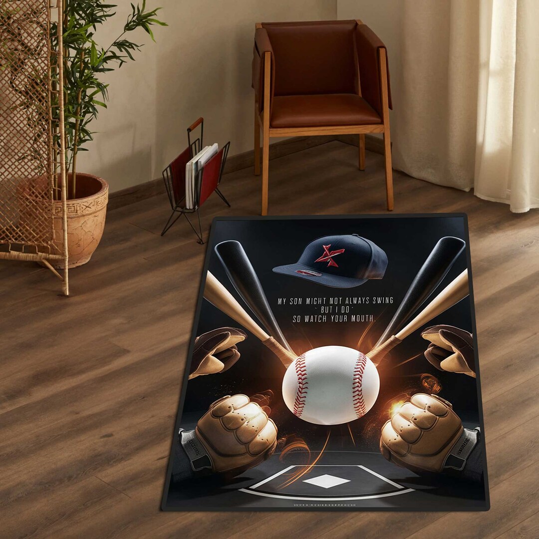 Baseball Rug, Baseball Design Rug, Designed Rug, Gift for Kids,gift ...