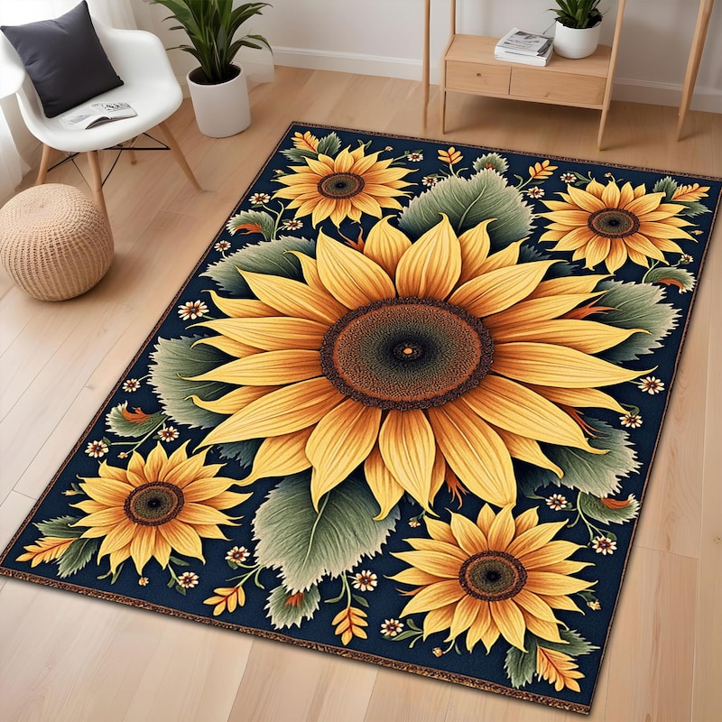 Sunflower Print Rug - Etsy
