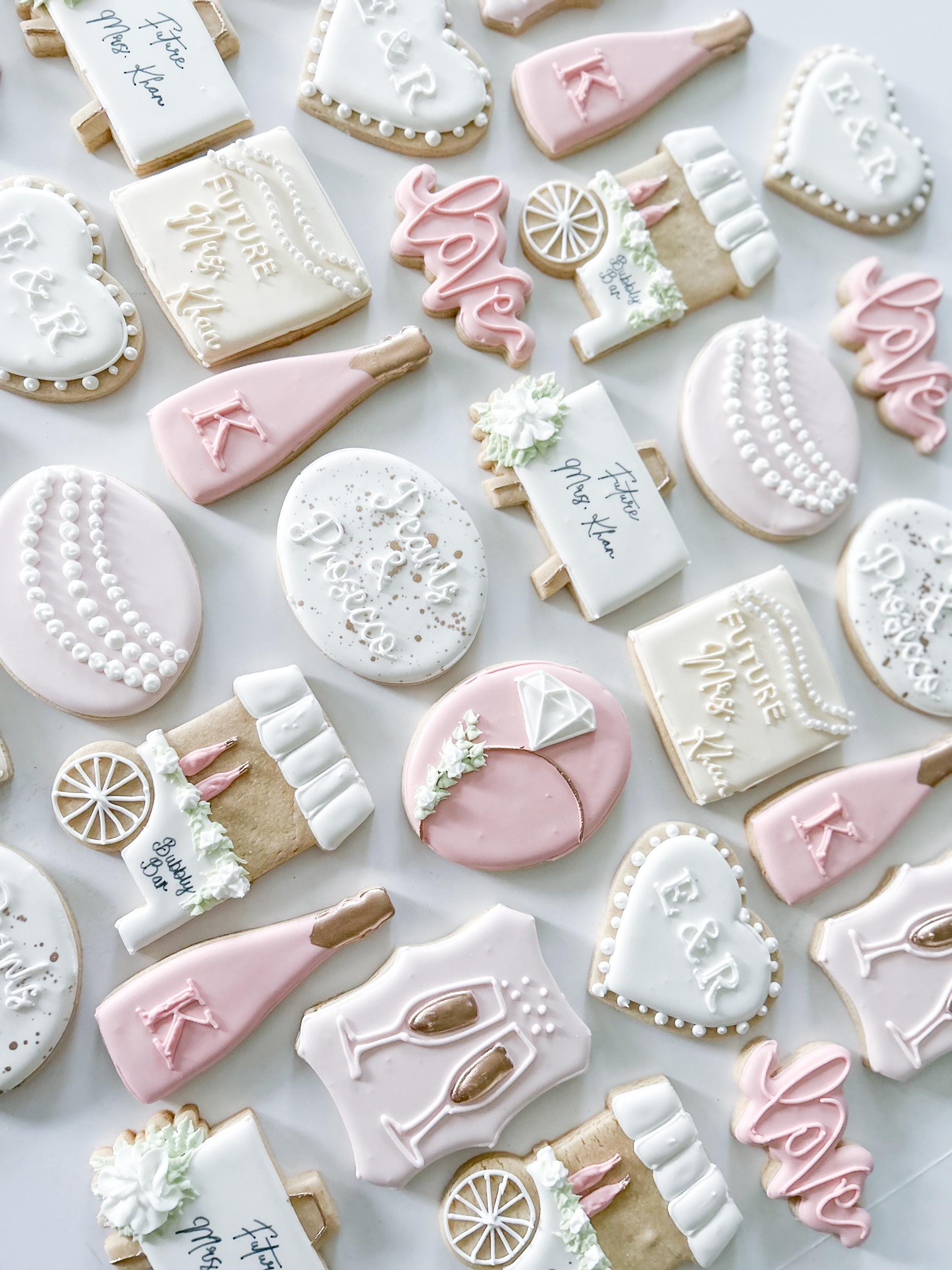 Pearls and Prosecco Bridal Shower Royal Icing Cookies 1.5 Dozen(18 ...