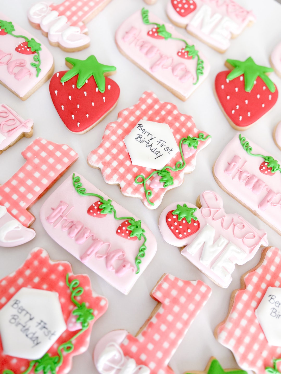 Berry First Birthday/sweet One Royal Icing Cookies 1 Dozen - Etsy