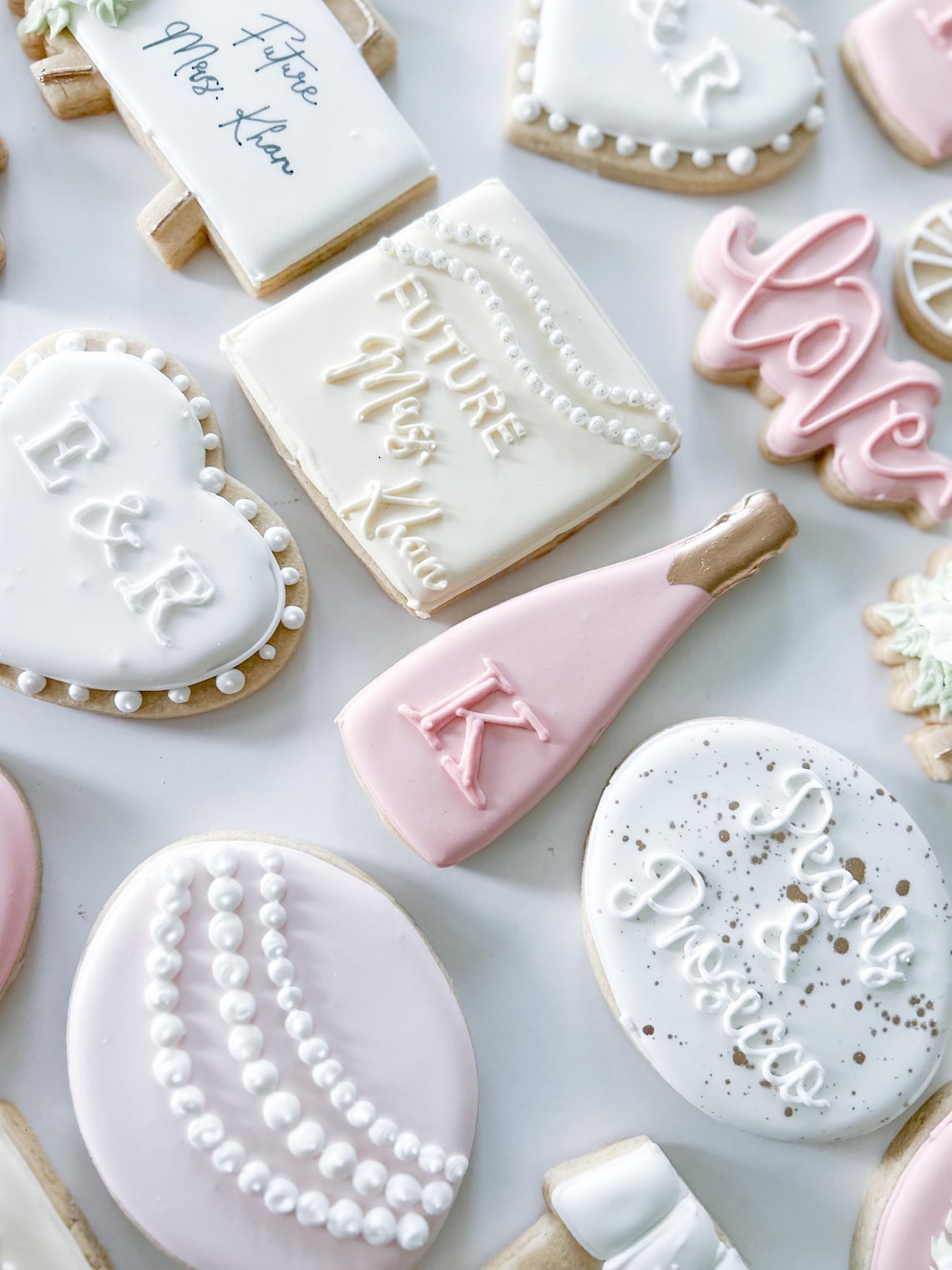 Pearls and Prosecco Bridal Shower Royal Icing Cookies 1.5 Dozen(18 ...