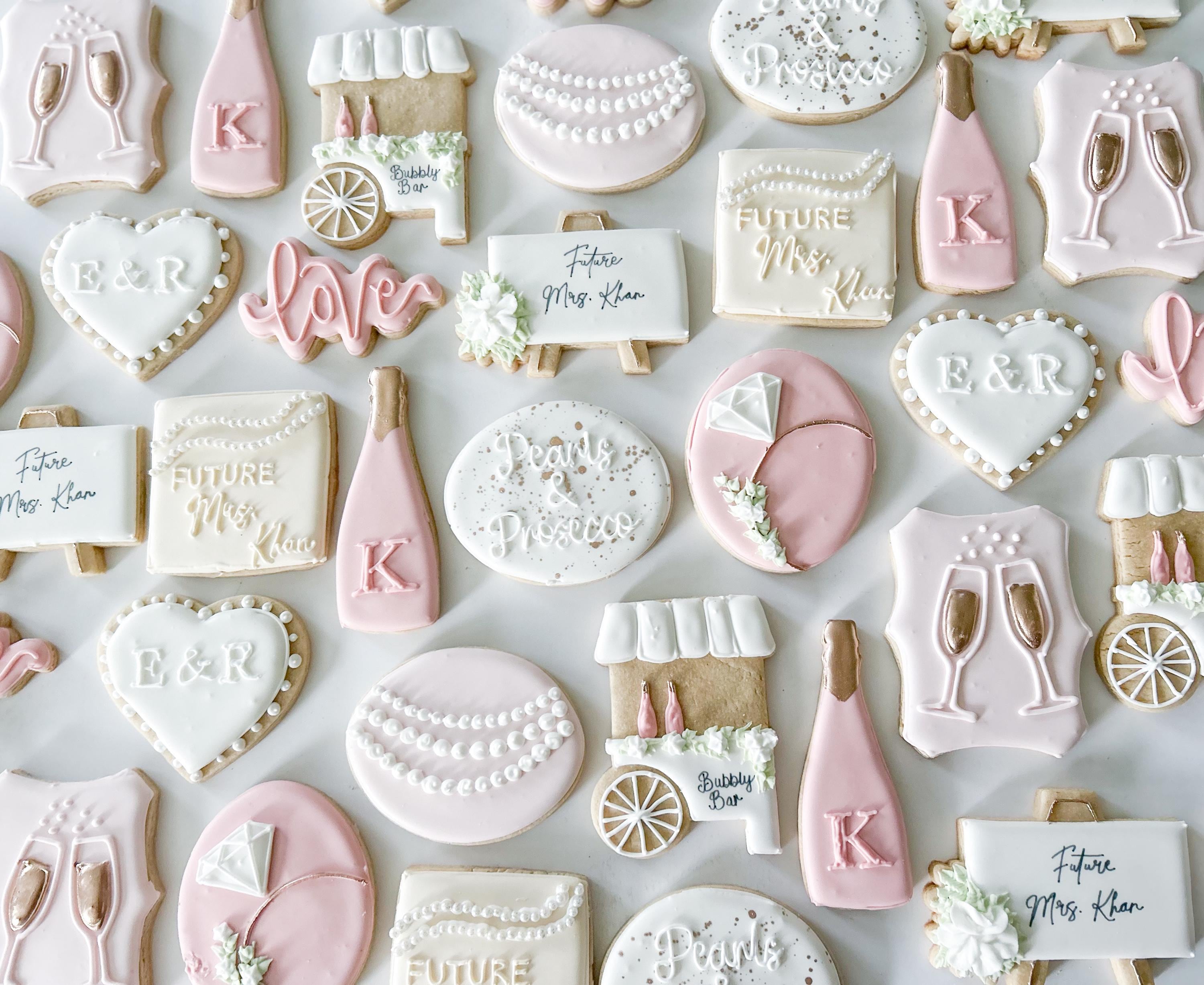 Pearls and Prosecco Bridal Shower Royal Icing Cookies 1.5 Dozen(18 ...