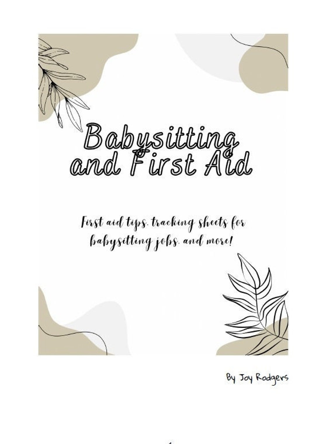 Babysitting and First Aid Journal Printable PDF - Babysitter Handbook ...