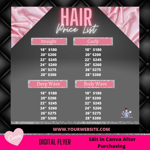Hair Price List Flyer Canva Template Hair Pricing Flyer - Etsy