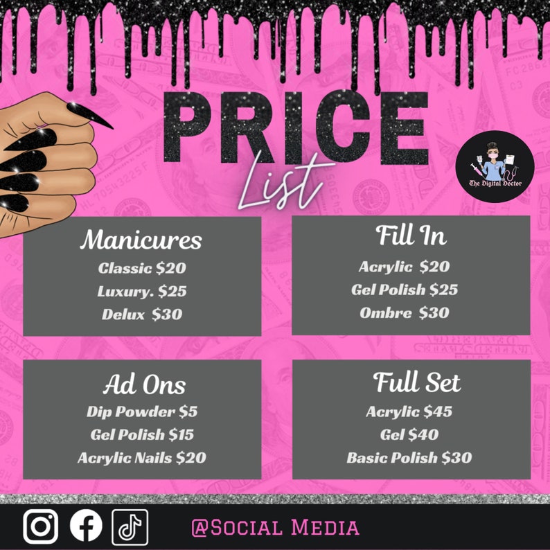 Price List Template ,nail Price List, Nail Tech, Nail Artist Price List ... Price List Template ,nail Price List, Nail Tech, Nail Artist Price List ...