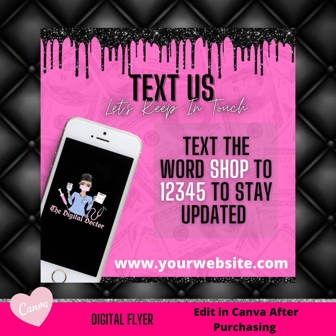 Social Media Flyer, Text Us Flyer, Canva Template, Instagram Flyer ...