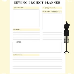 Sewing Project Planner Printable Page - Etsy