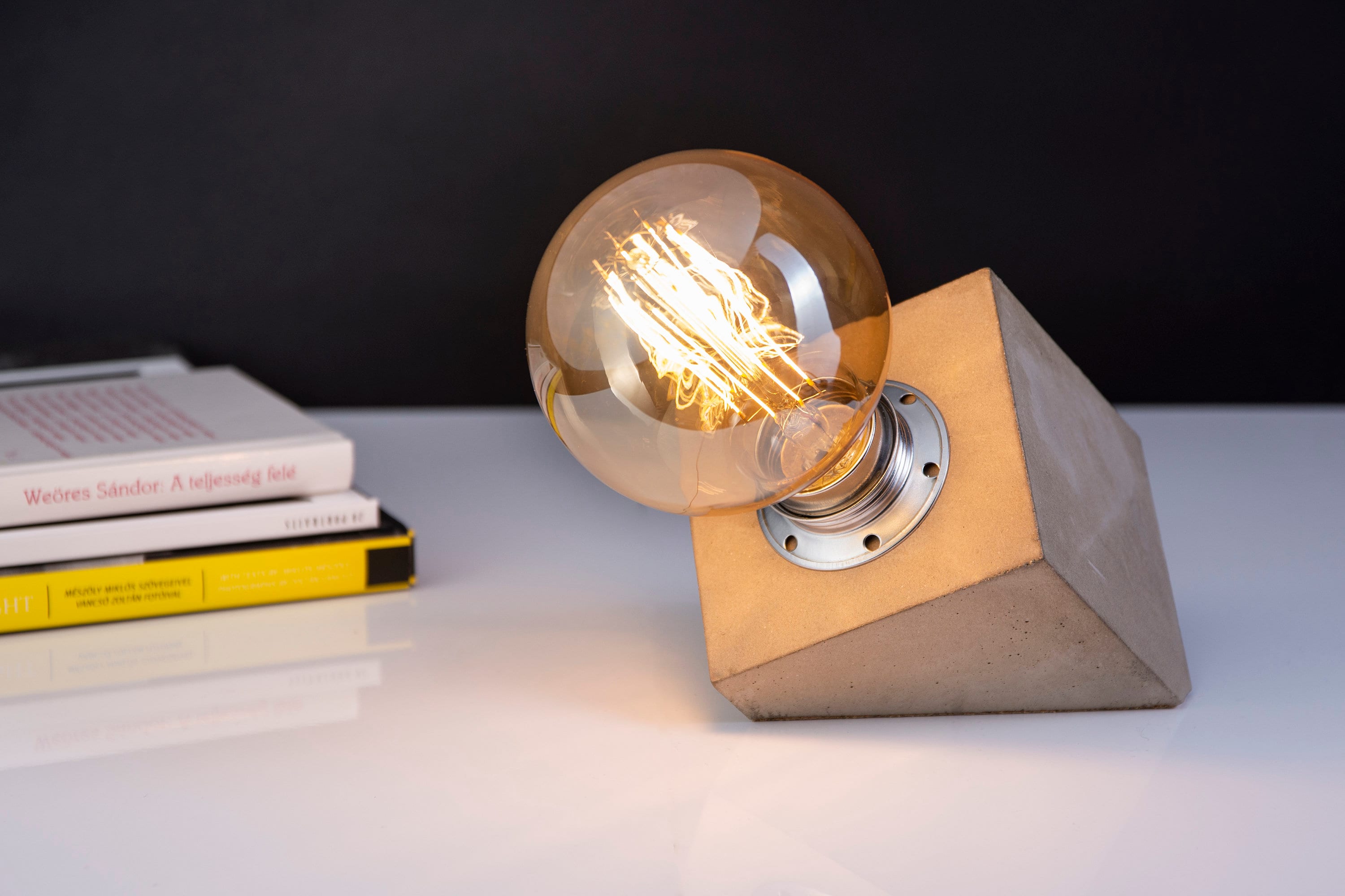 Concrete Table Lamp, Brutalist, Modern Industrial Light, Reading Lamp ...