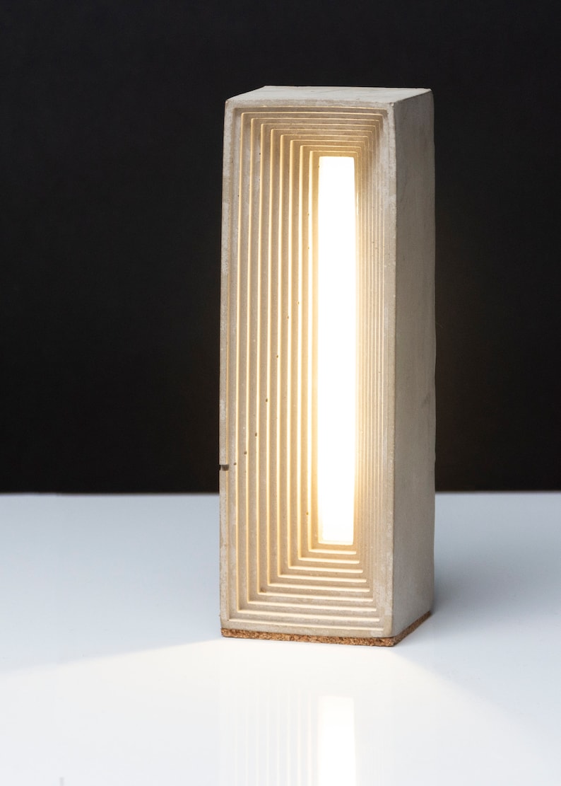 Cement LED Night Light, Desk Lamp, Modern Industrial Light, Cement Lamp ...