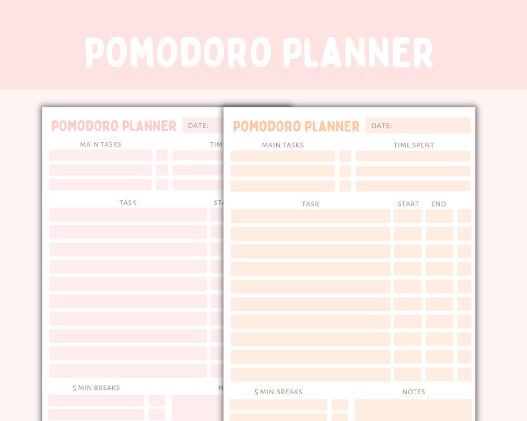 Pomodoro Planner Student Printable Pomodoro Tracker Study Technique ...