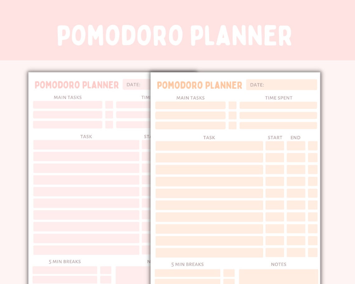 Pomodoro Planner Student Printable Pomodoro Tracker Study Technique ...